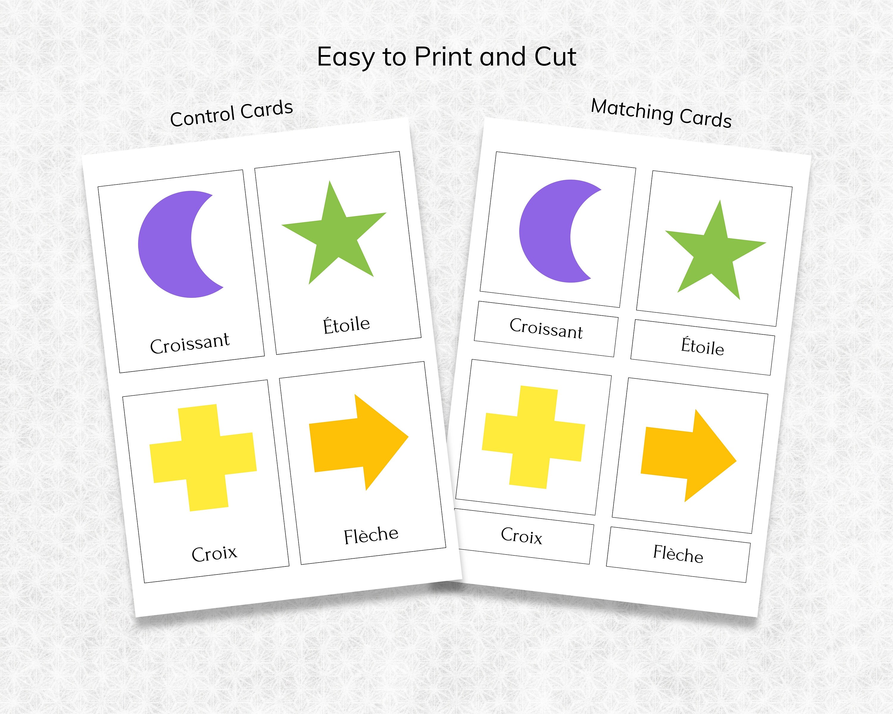 French 22 Shapes Flashcards for Kids 2D Geometric Shapes Educational ...