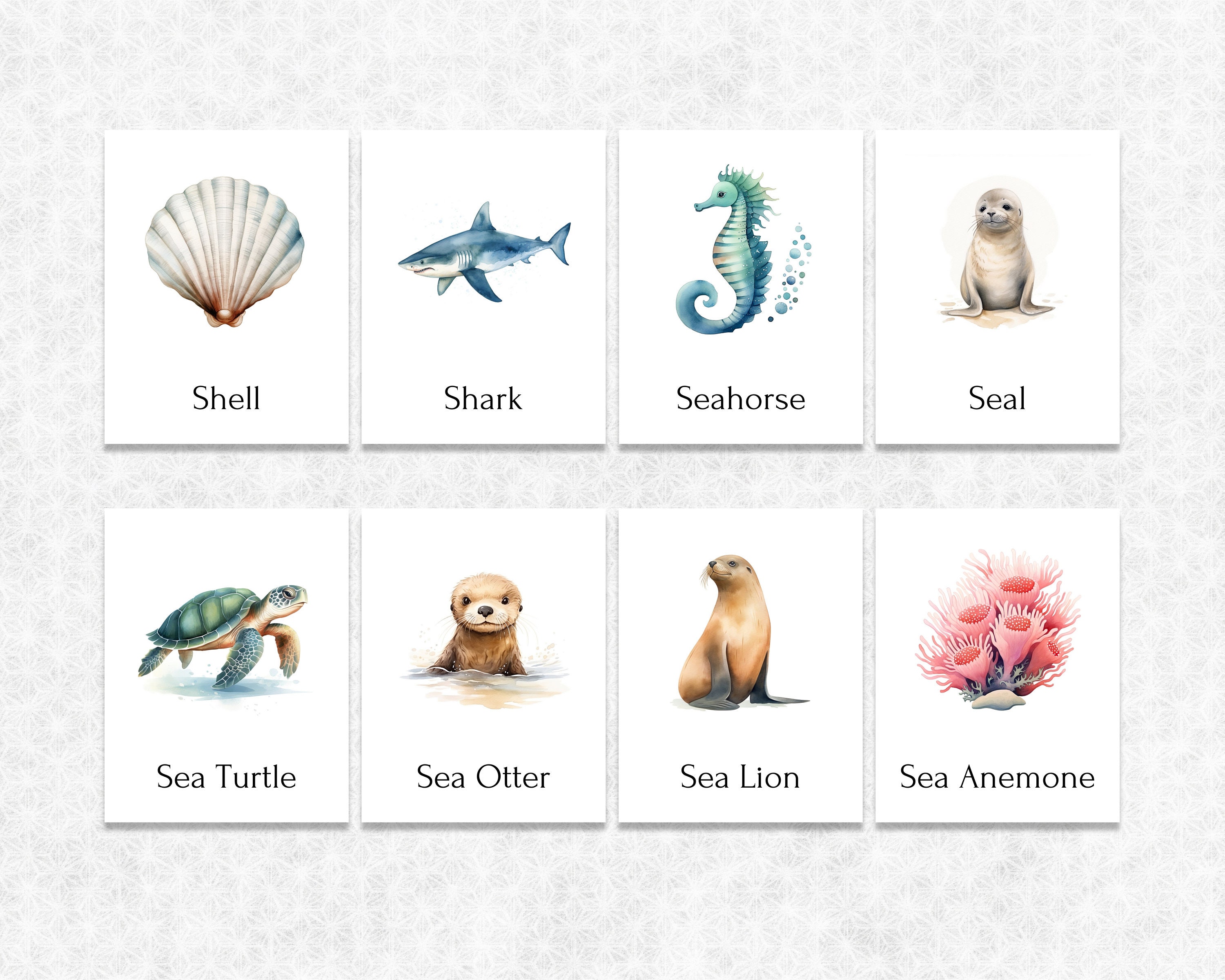 Ocean Animals Flashcards: Montessori 3-part Cards (digital Download) - Etsy