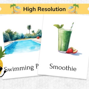 Editable Summer Flashcards for Kids, Printable Montessori 3 Part ...