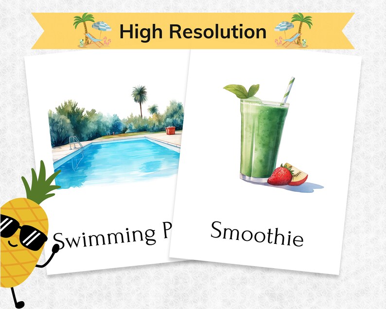 Editable Summer Flashcards for Kids, Printable Montessori 3 Part ...