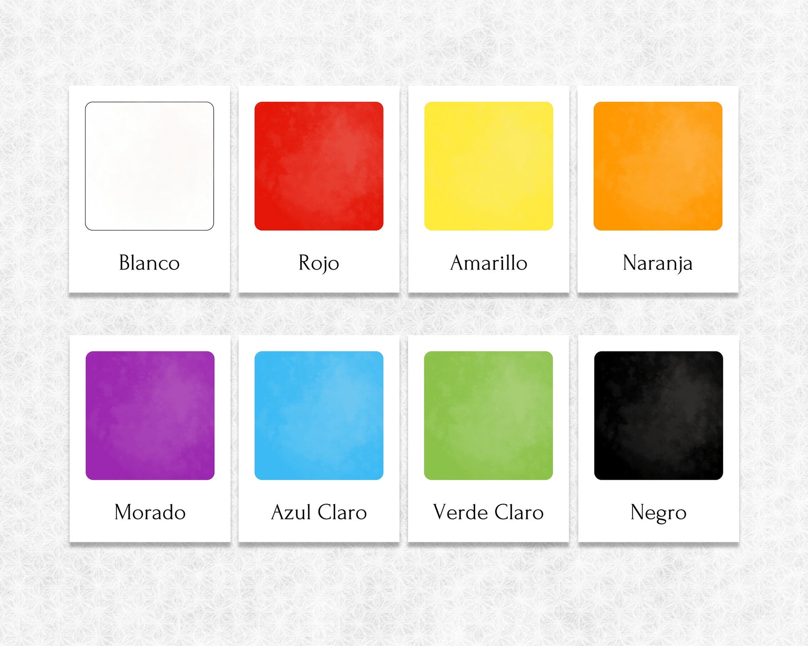 Spanish Color Flashcards for Kids, Printable 3 Part Nomenclature ...