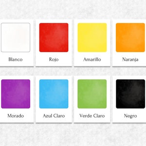 Spanish Color Flashcards for Kids, Printable 3 Part Nomenclature ...