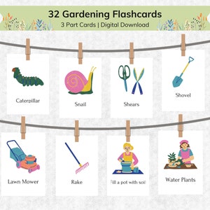 Gardening Vocabulary Flashcards for Kids | Printable Montessori ...