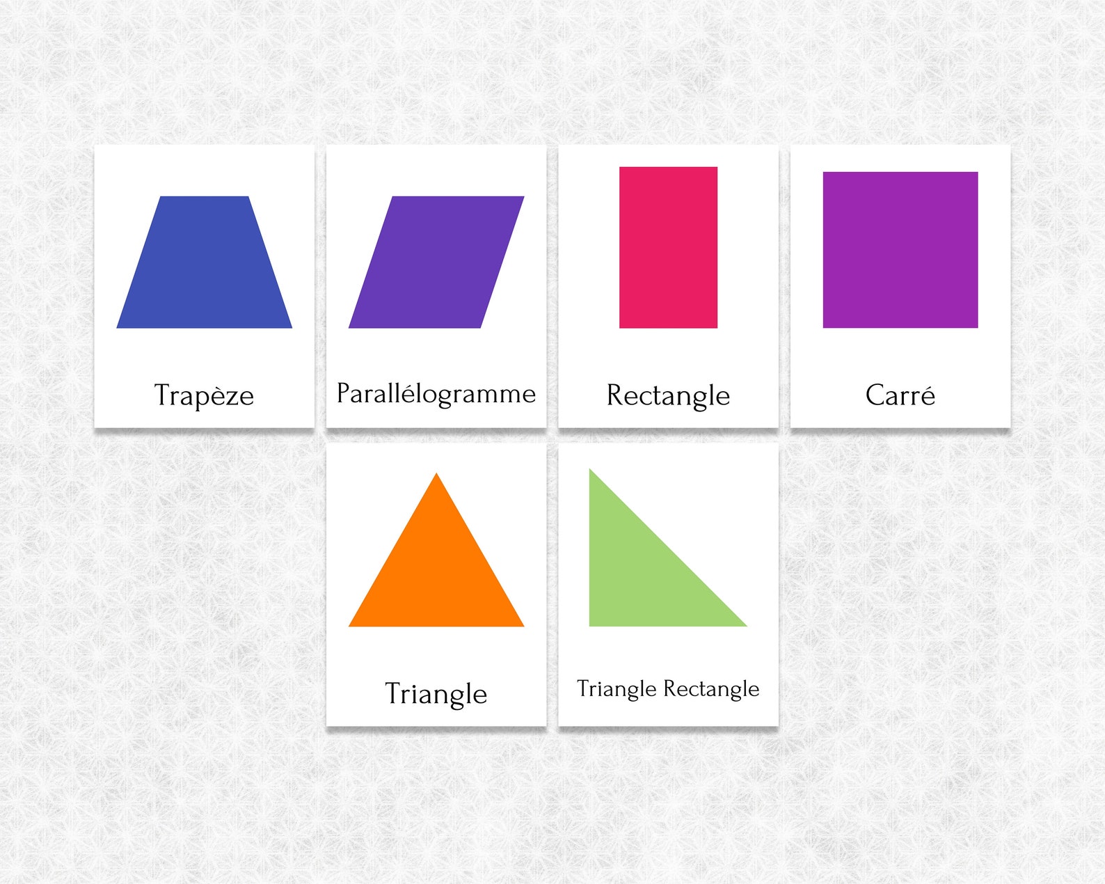 French 22 Shapes Flashcards for Kids 2D Geometric Shapes Educational ...