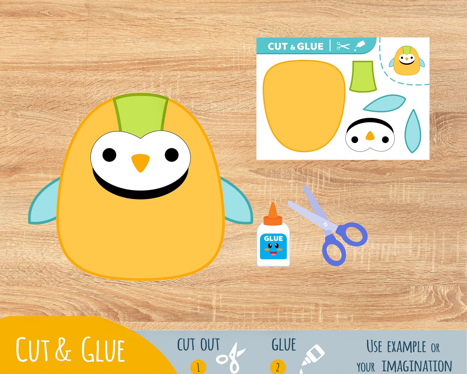 Cute Kawaii Animals Cut and Glue Paper Craft Activity Sheet for Kids ...