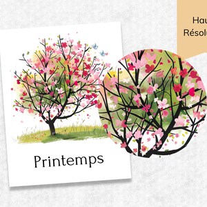 French 4 Seasons Flashcards for Kids, Printable 3 Part Nomenclature ...