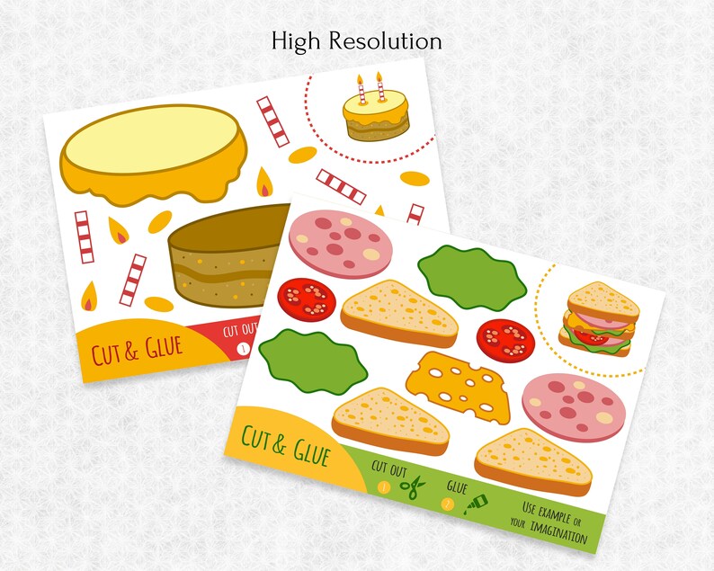 Food Cut and Glue Paper Craft Activities for Kids, Scissor Skills ...