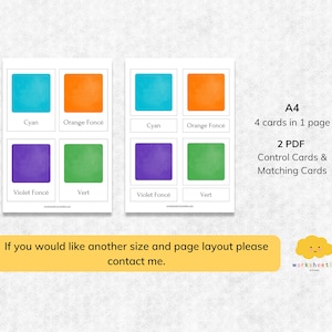 French Color Flashcards for Kids, Printable 3 Part Nomenclature Toddler ...
