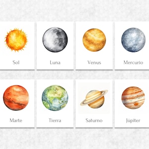 Spanish Solar System Flashcards for Kids | Printable Montessori ...