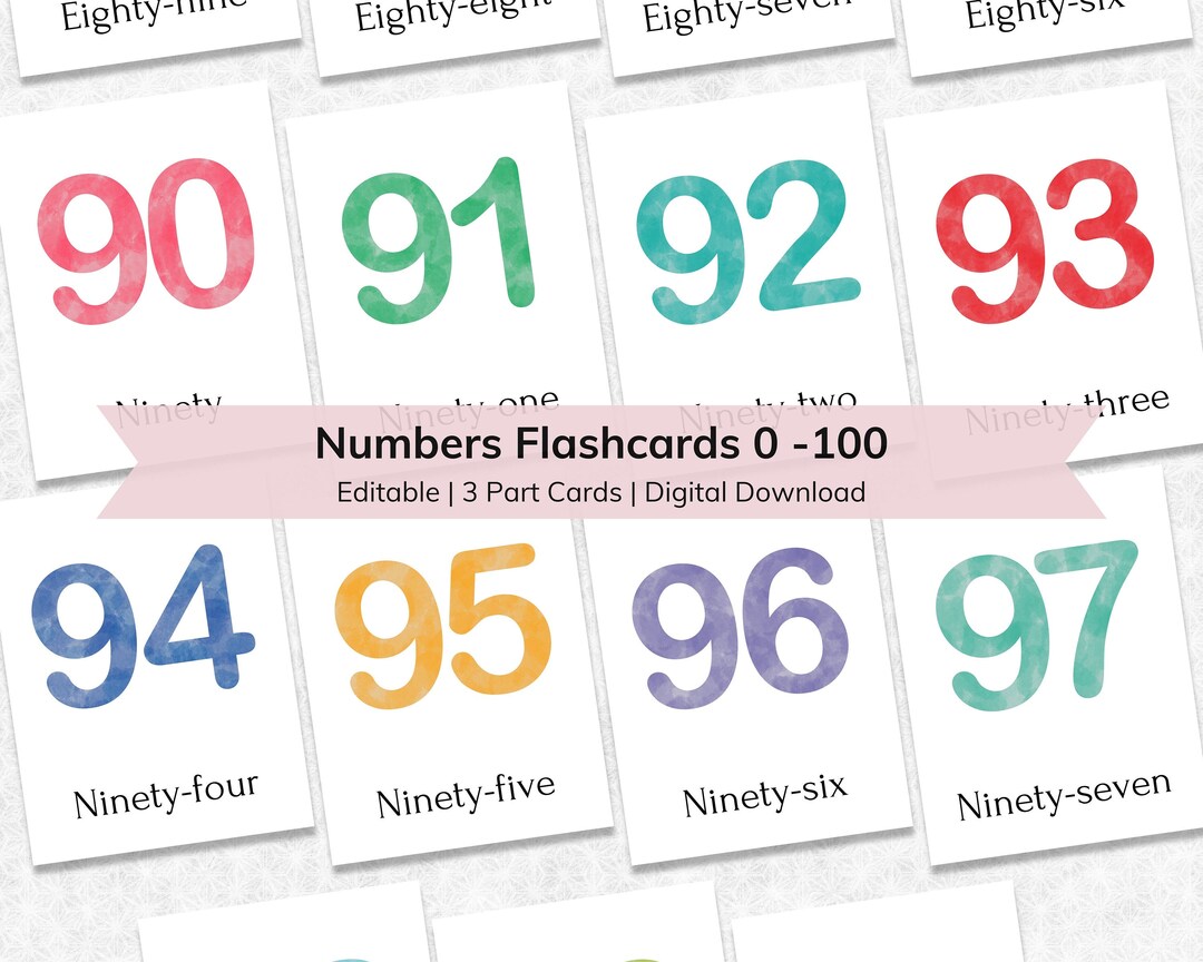 Montessori Numbers 0-100 Flashcards: Printable Learning (digital ...