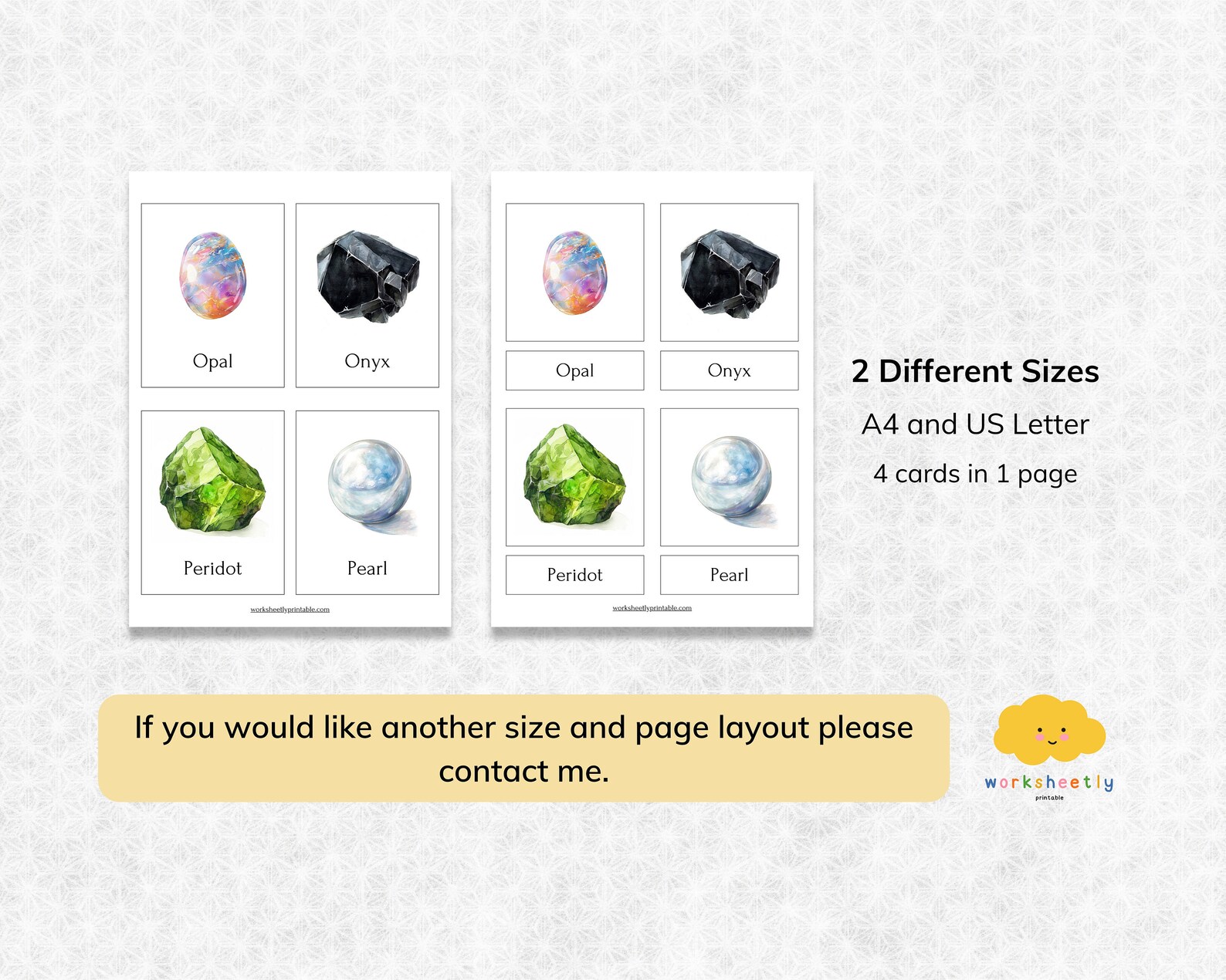 Gemstones Flashcards: Montessori 3-part Nomenclature Cards (digital ...