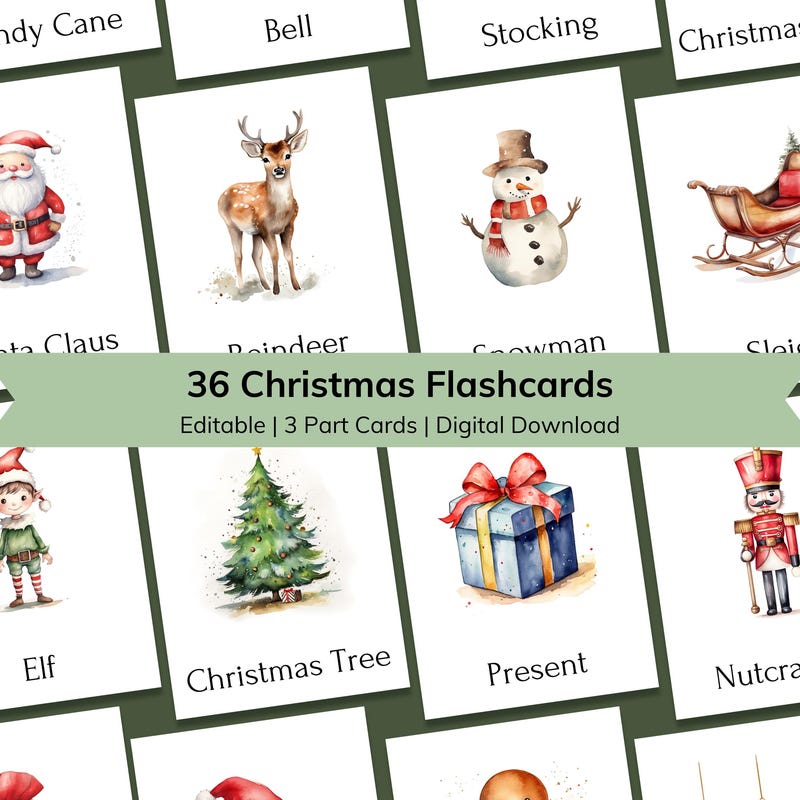 Christmas Flashcard - Etsy
