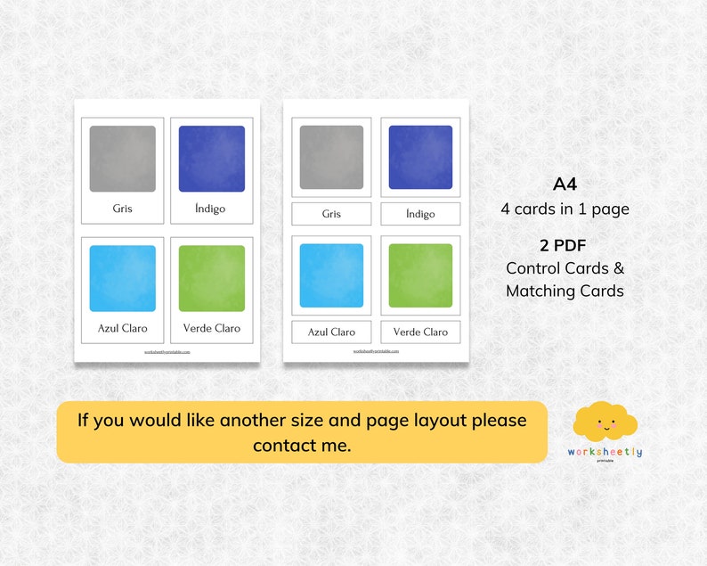 Spanish Color Flashcards for Kids, Printable 3 Part Nomenclature ...