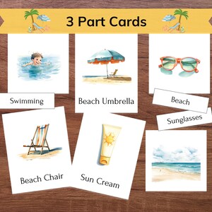 Editable Summer Flashcards for Kids, Printable Montessori 3 Part ...