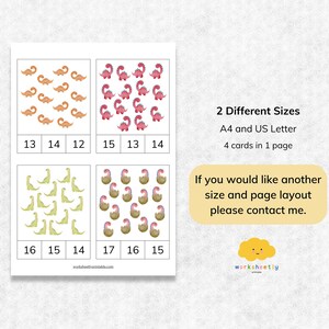 Dinosaur Count and Clip Cards, Number 1-20 Count Flashcards for Kids ...
