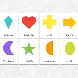 22 Spanish Shapes Flashcards for Kids | 2D Geometric Shapes Educational ...