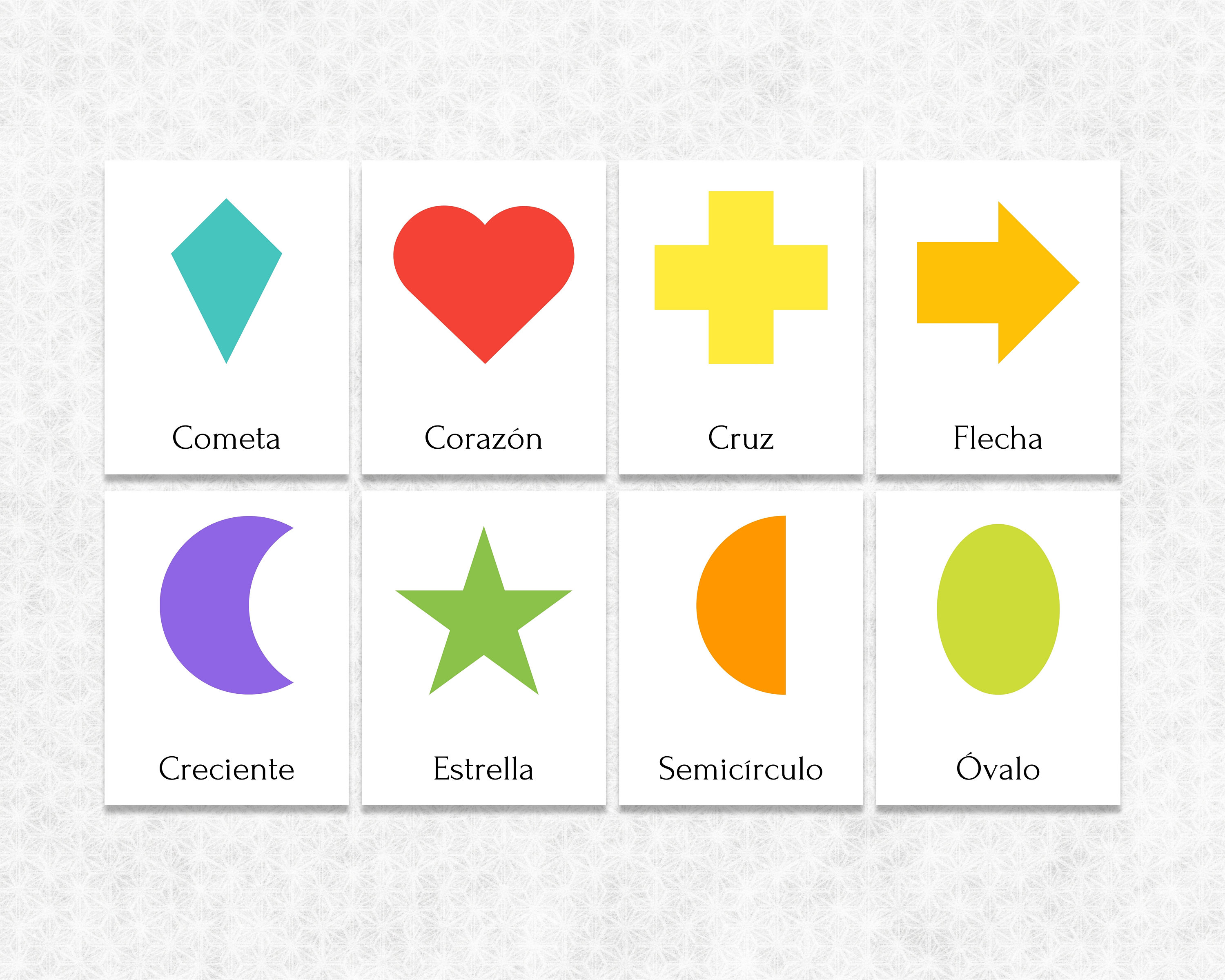 22 Spanish Shapes Flashcards for Kids 2D Geometric Shapes Educational ...