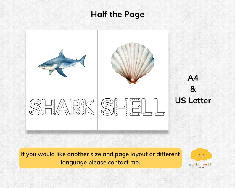 Ocean Animal Tracing Flashcards: Montessori Learning (digital Download ...