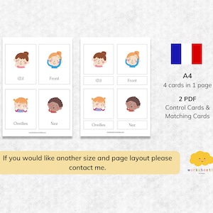 16 French Body Parts Flashcards for Kids, Printable 3 Part Nomenclature ...