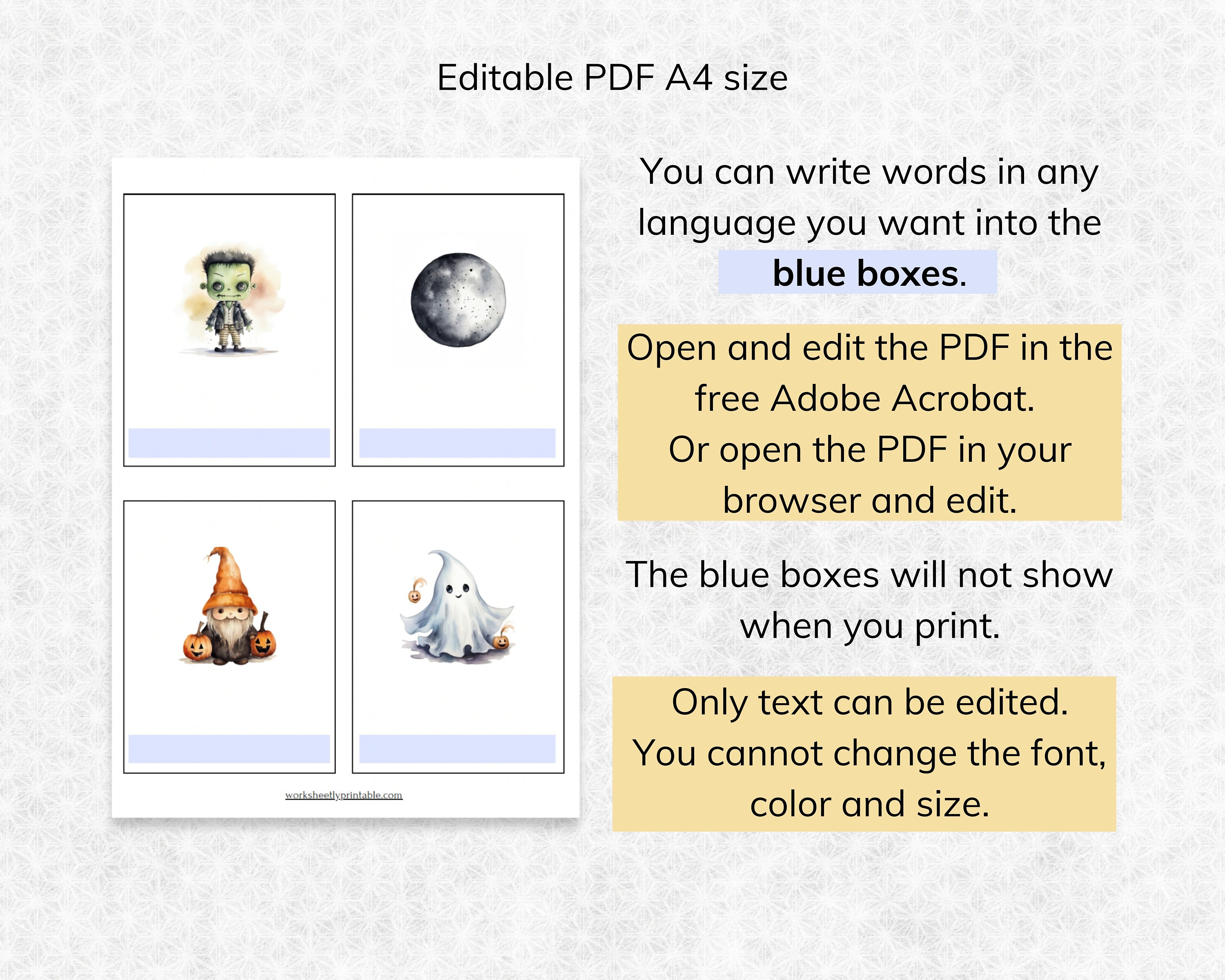 Editable Halloween Flashcards for Kids Printable 3 Part Nomenclature ...