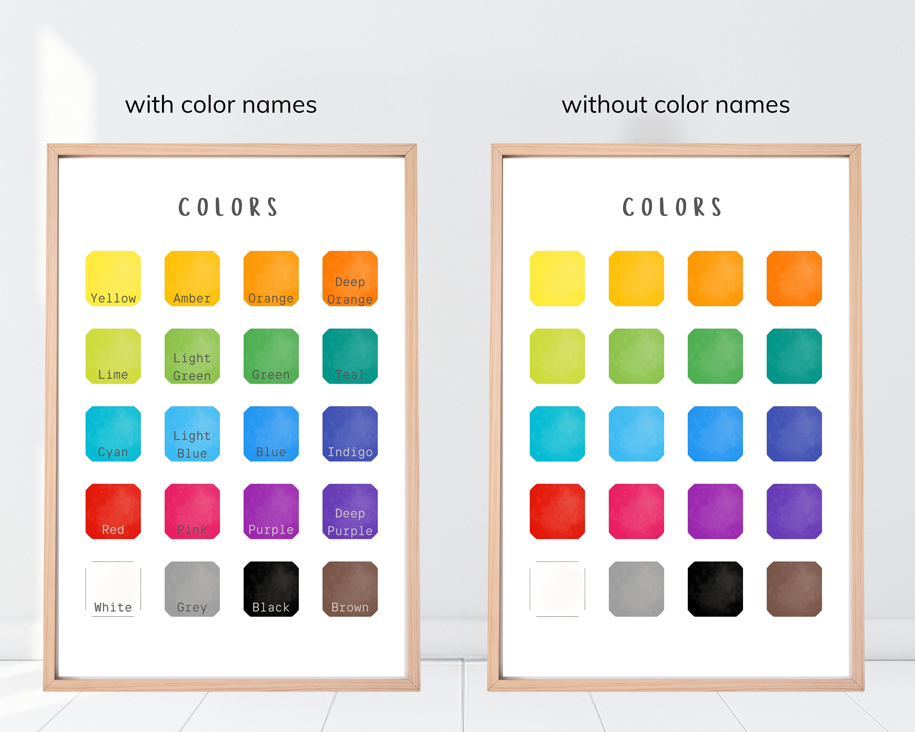 Colors Educational Montessori Poster, Printable Color Chart for Nursery ...