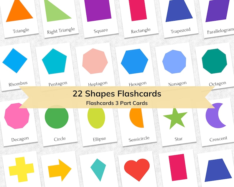 Geometric Shapes Flashcards: 2D Montessori Learning (printable) - Etsy