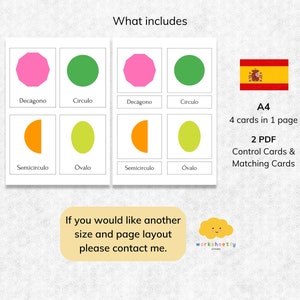 22 Spanish Shapes Flashcards for Kids | 2D Geometric Shapes Educational ...