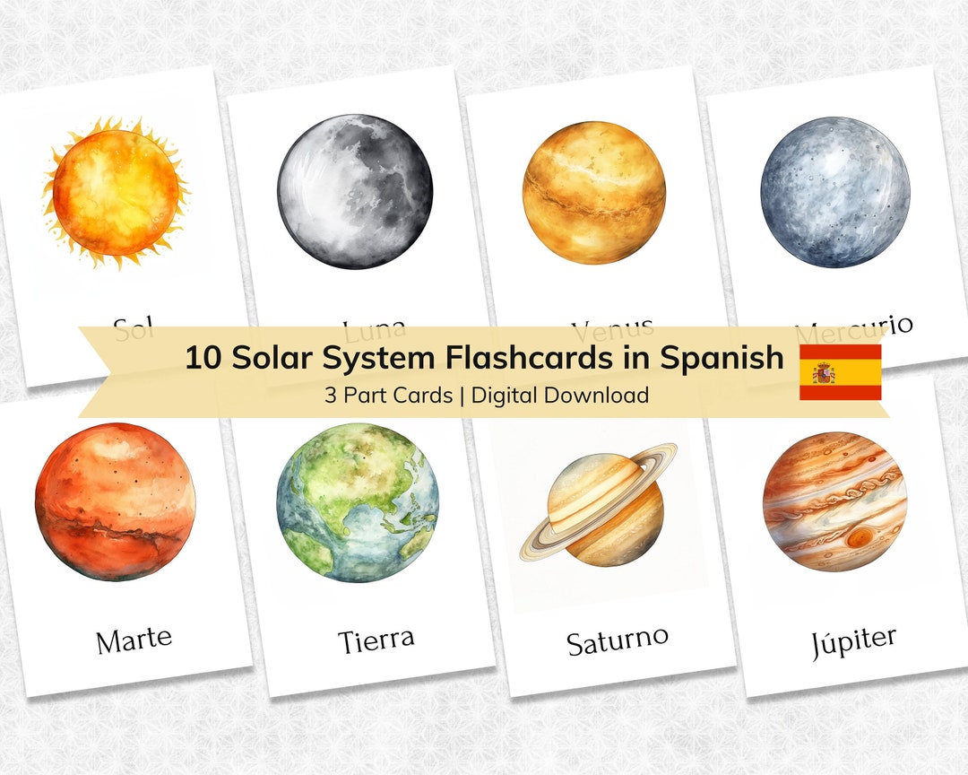 Spanish Solar System Flashcards for Kids | Printable Montessori ...