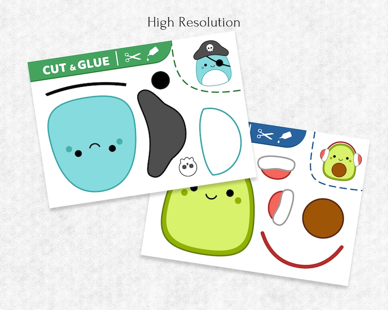 Cute Kawaii Character Cut and Glue Paper Craft Activity Sheet for Kids ...