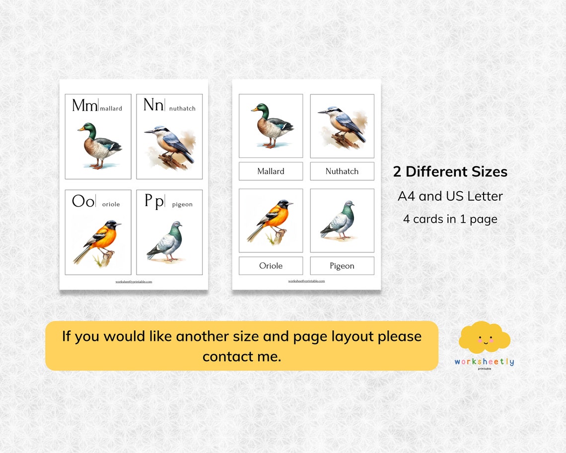 Spring Animals Alphabet Flashcards for Kids Spring Animals Name, ABC ...