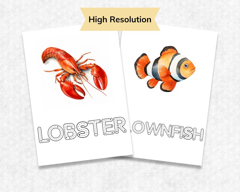 Ocean Animal Name Tracing Flashcards for Kids, Printable Montessori ...