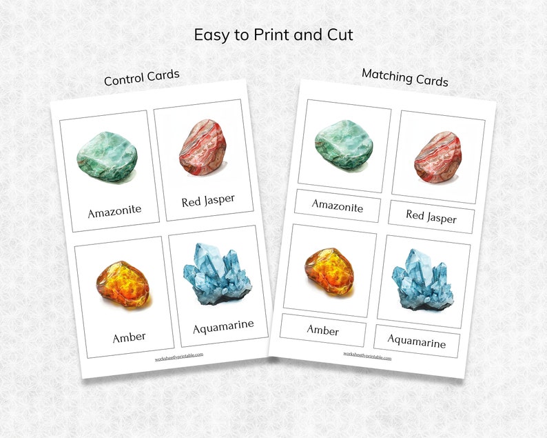 Gemstones Flashcards: Montessori 3-part Nomenclature Cards (digital ...