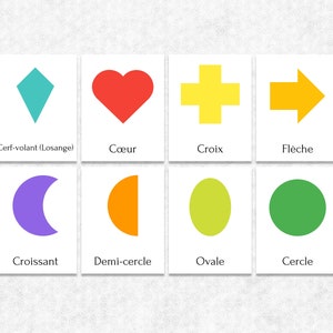 French 22 Shapes Flashcards for Kids | 2D Geometric Shapes Educational ...