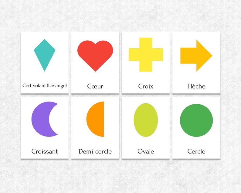 French Shapes Flashcards: 2D Geometric Montessori Cards (digital ...