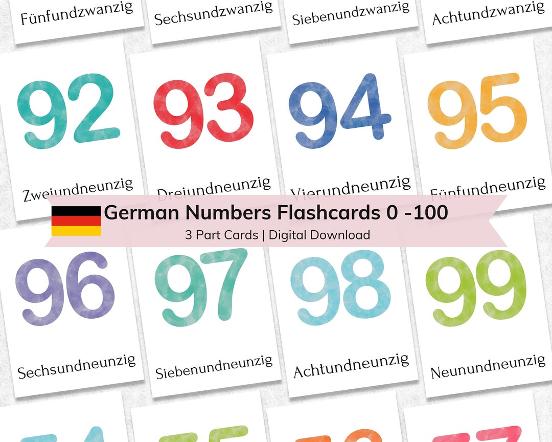 German Numbers Educational Flashcards for Kids | Learn to Count in ...