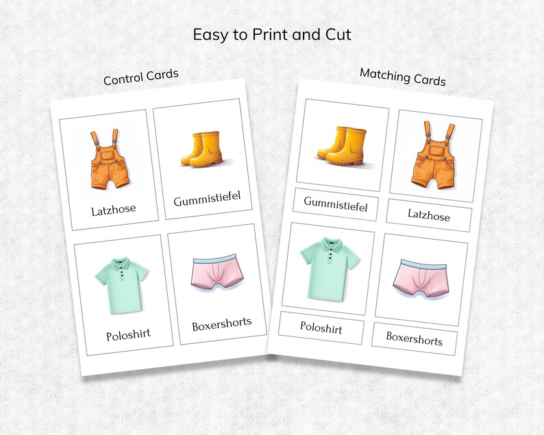 German Clothes Flashcards: Montessori Learning Cards (digital Download ...