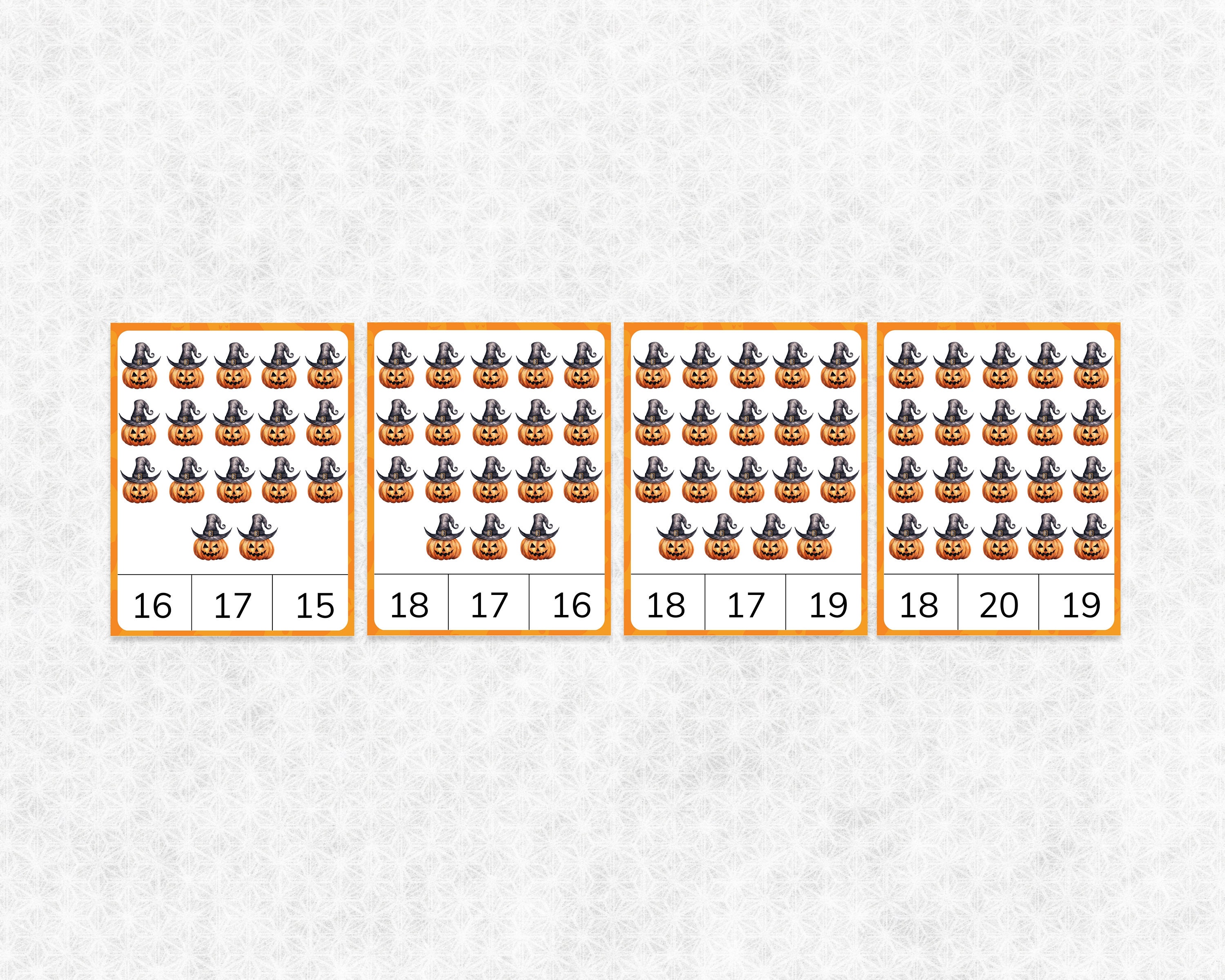 Jack-o'-lantern Counting Cards: Montessori Toddler Flashcards (digital ...