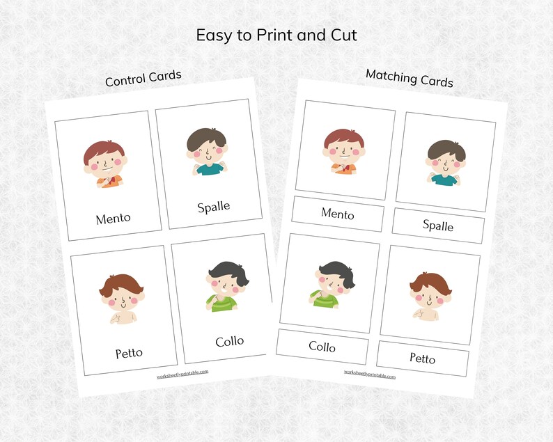 Italian Body Parts Flashcards: Montessori Learning (digital Download ...