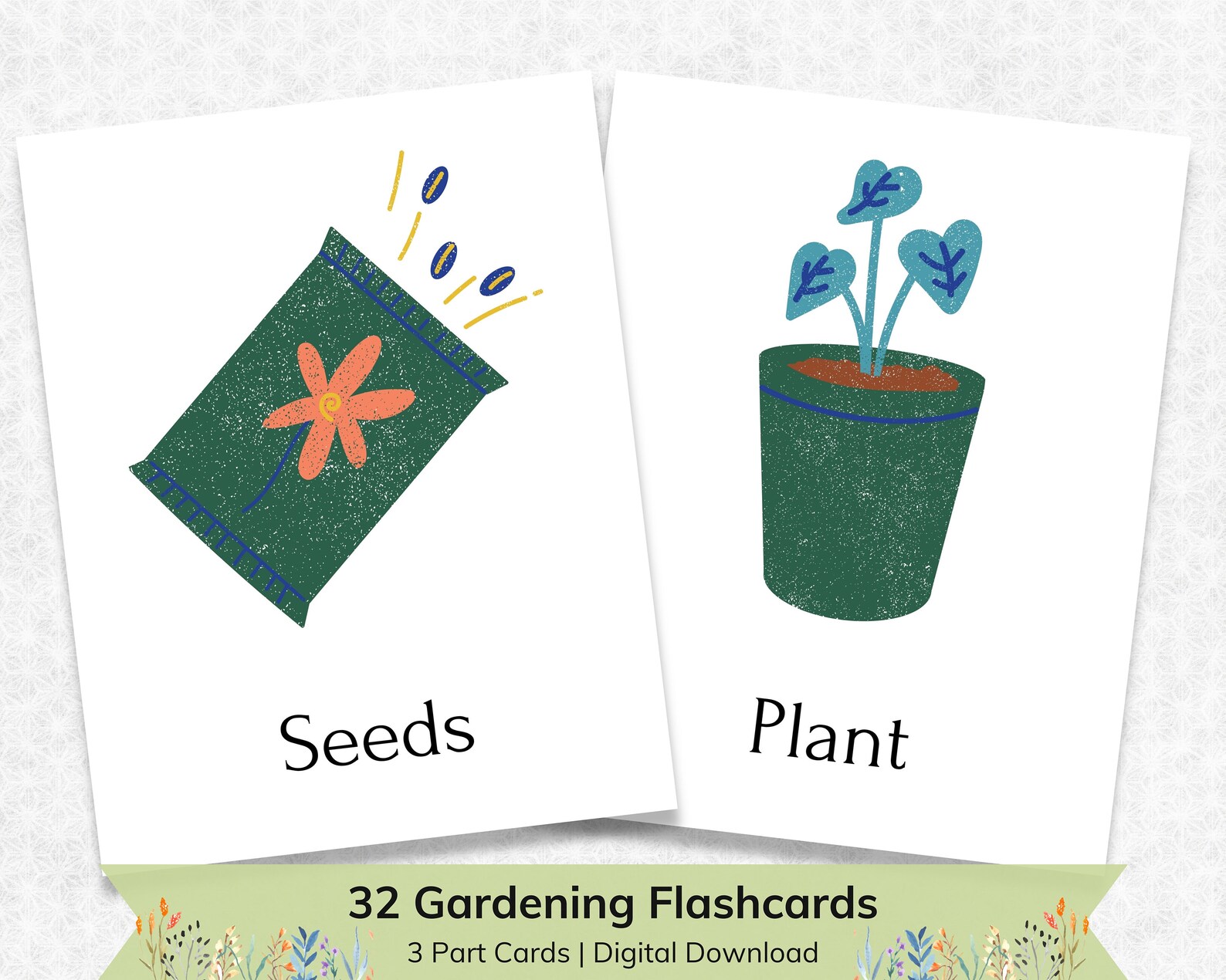 Gardening Vocabulary Flashcards for Kids | Printable Montessori ...