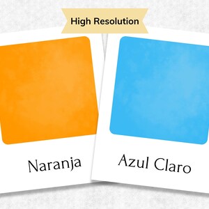 Spanish Color Flashcards for Kids, Printable 3 Part Nomenclature ...
