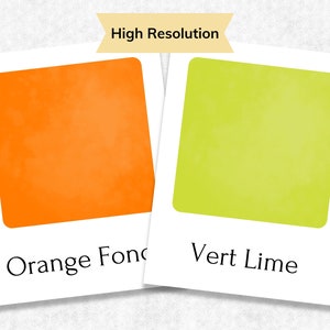 French Color Flashcards for Kids, Printable 3 Part Nomenclature Toddler ...