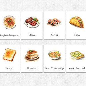 Editable Food Flashcards for Kids, Printable Food Name Learning Card ...
