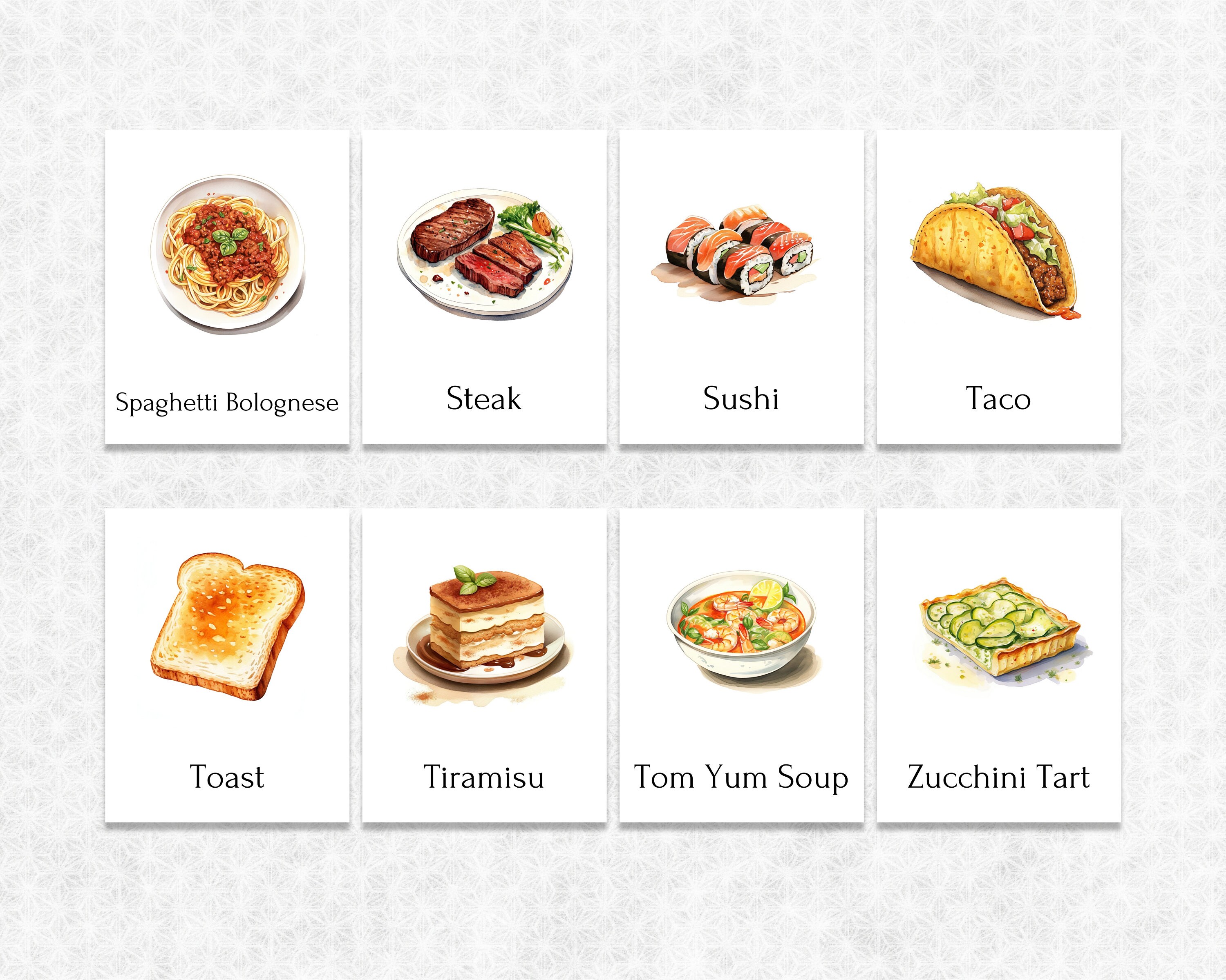 Editable Food Flashcards for Kids, Printable Food Name Learning Card ...
