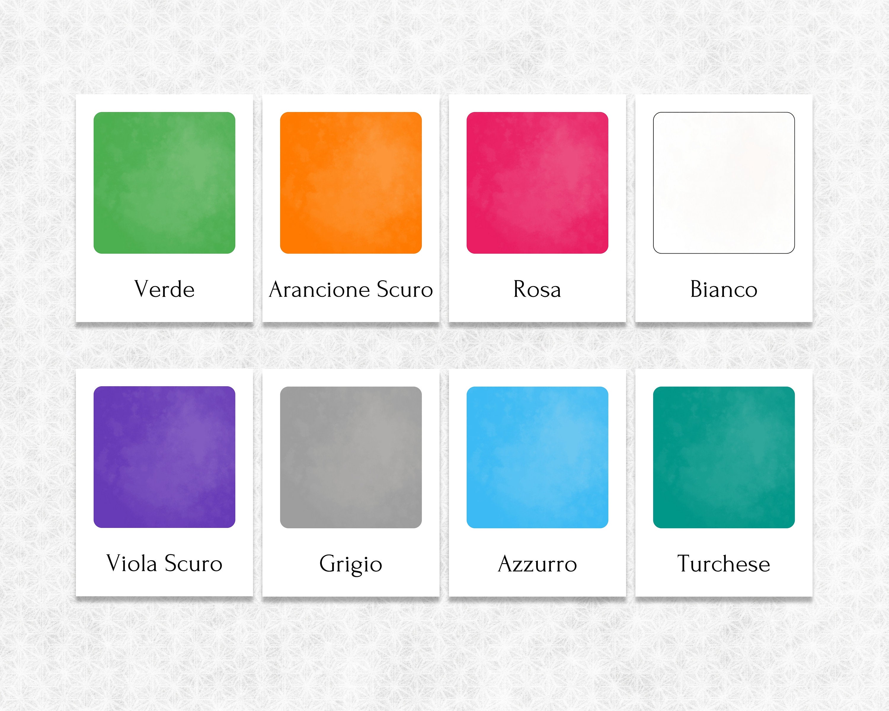 Italian Color Flashcards for Kids, Printable 3 Part Nomenclature ...