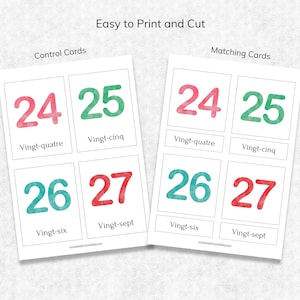 French Numbers 0-100 Flashcards for Kids, Printable 3 Part Nomenclature ...