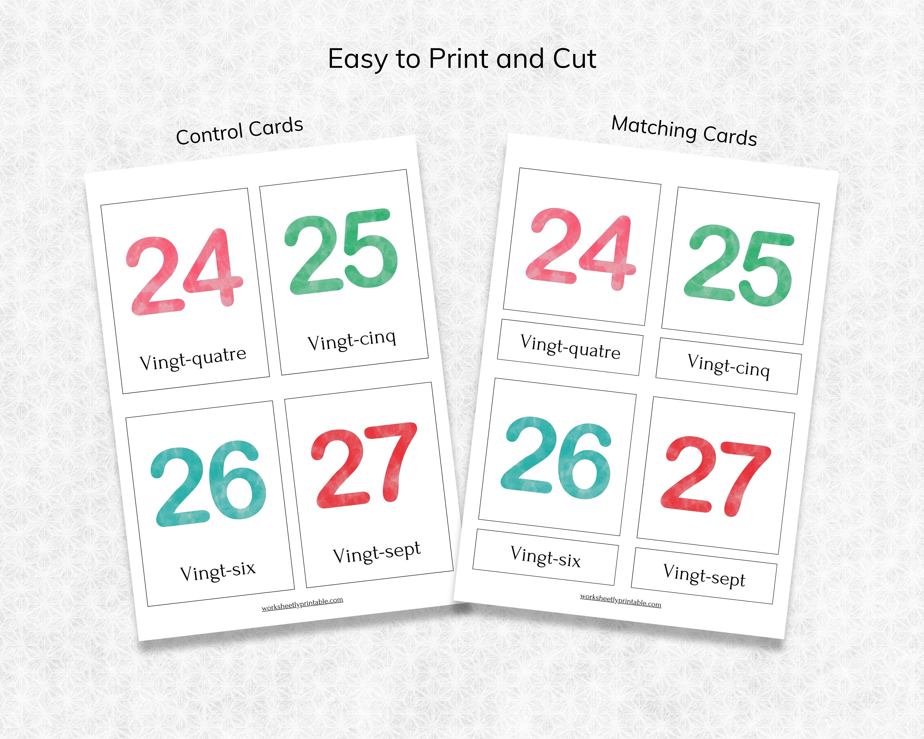 French Numbers 0-100 Flashcards for Kids, Printable 3 Part Nomenclature ...