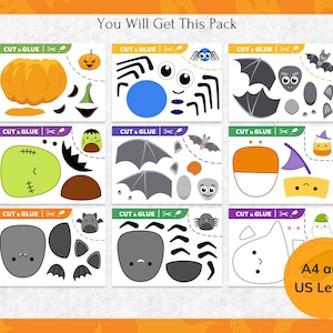 Halloween Cut and Glue Paper Craft Activity Book for Kids, Printable ...