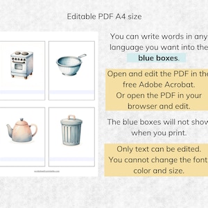 Editable Kitchen Appliances Utensils Flashcards for Kids | 3 Part ...