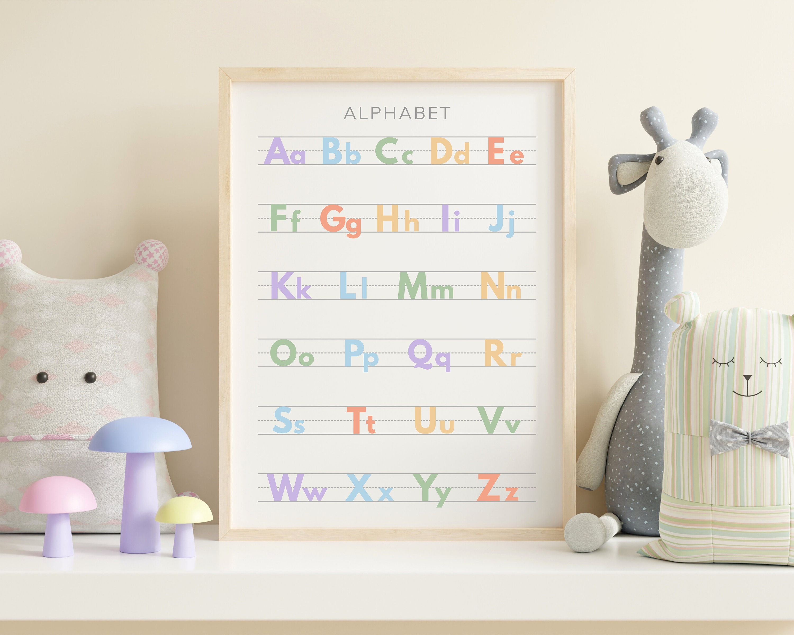 Rainbow Alphabet Poster Handwriting Chart Print Upper and Lowercase ...