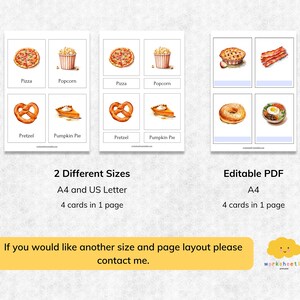 Editable Food Flashcards for Kids, Printable Food Name Learning Card ...